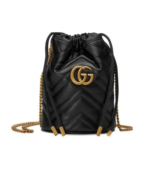 Gucci Gg Marmont Mini Quilted Bucket Bag - Black