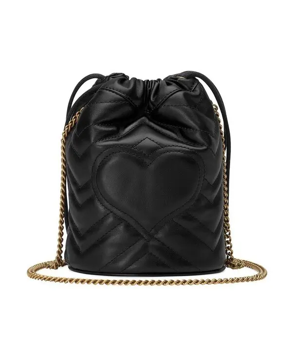Gucci Gg Marmont Mini Quilted Bucket Bag - Black