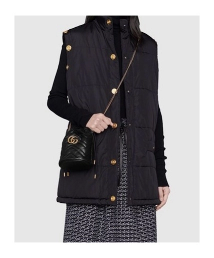 Gucci Gg Marmont Mini Quilted Bucket Bag - Black