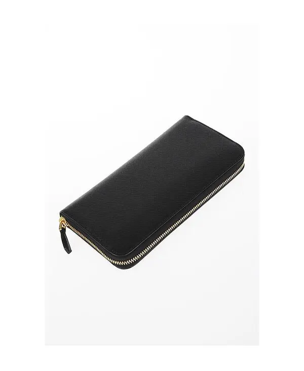 Prada Logo Plaque Zip Around Wallet