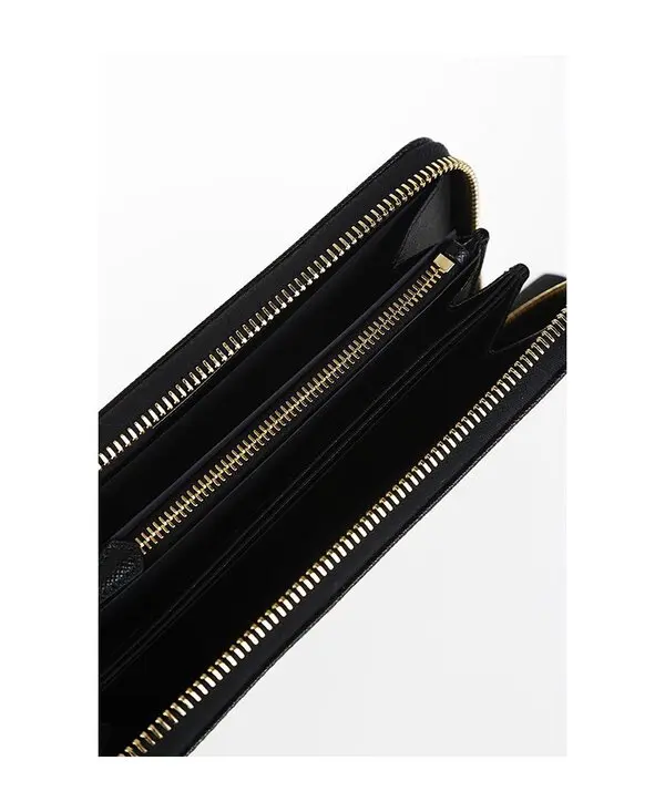 Prada Logo Plaque Zip Around Wallet