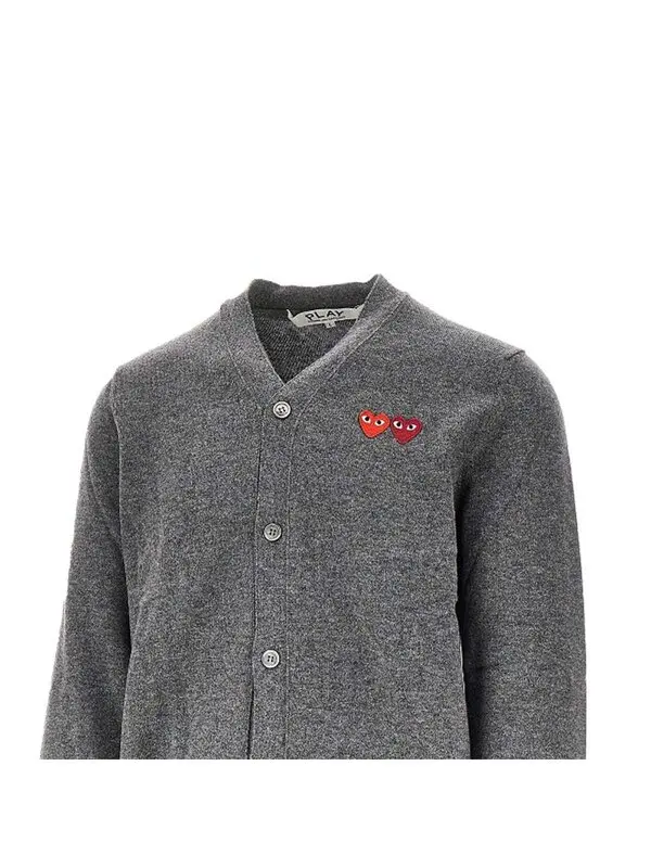Play Comme Des Garcon Long-sleeved Wool Cardigan - Gray