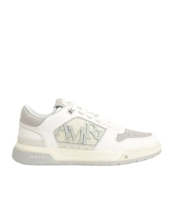 Amiri Logo-detail Leather Lace-up Low-top Sneakers - Grey
