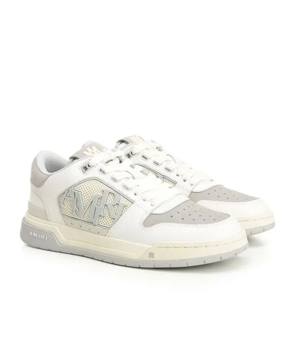 Amiri Logo-detail Leather Lace-up Low-top Sneakers - Grey