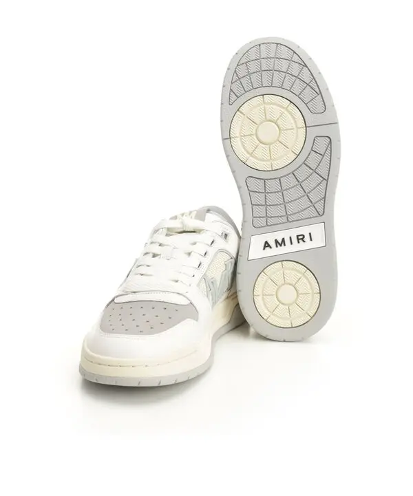 Amiri Logo-detail Leather Lace-up Low-top Sneakers - Grey