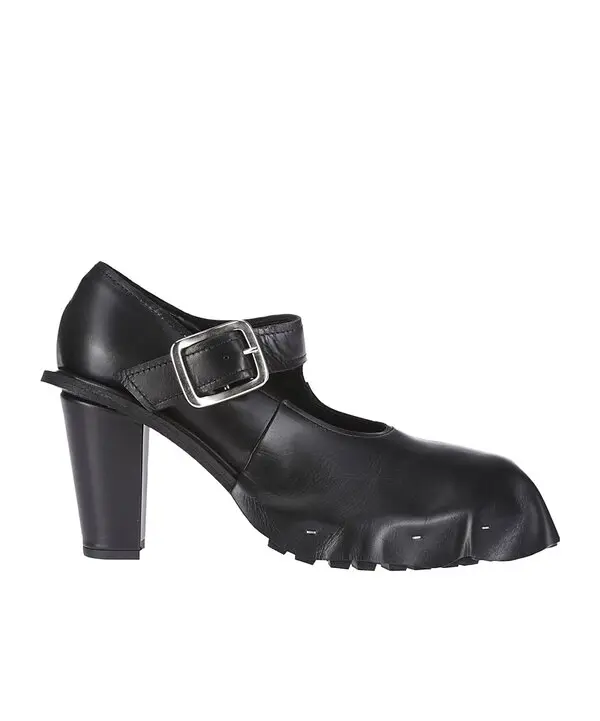 Comme Des Garçons Buckled Leather Pumps - Black