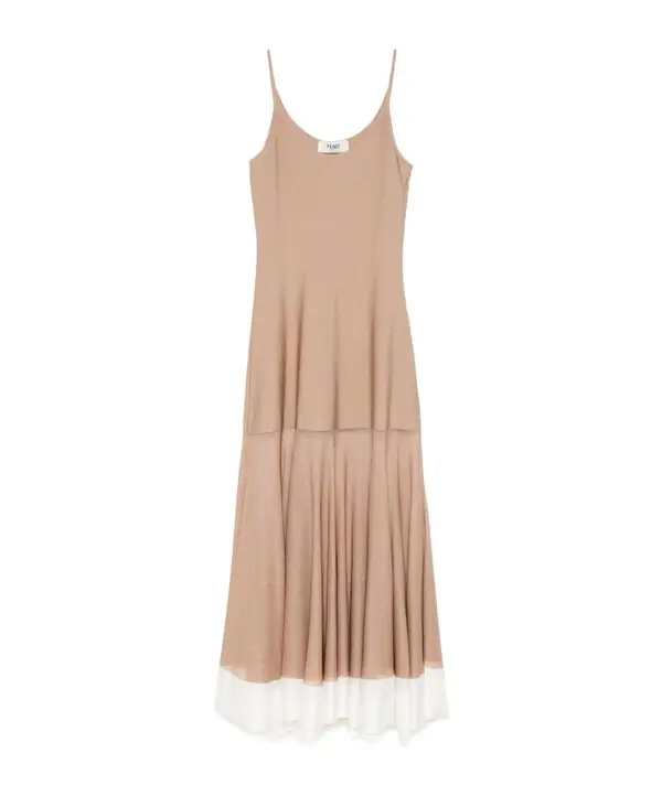Fendi Sleeveless Knitted Maxi Dress - Light Brown