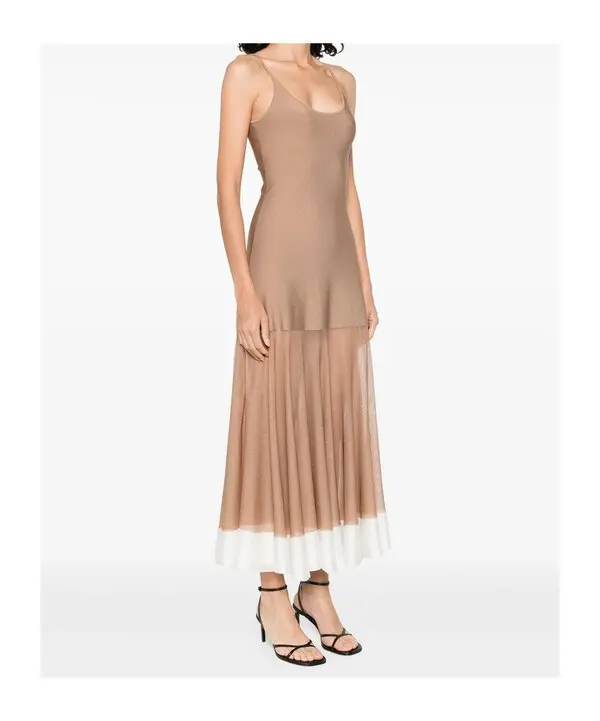 Fendi Sleeveless Knitted Maxi Dress With Sheer Panels