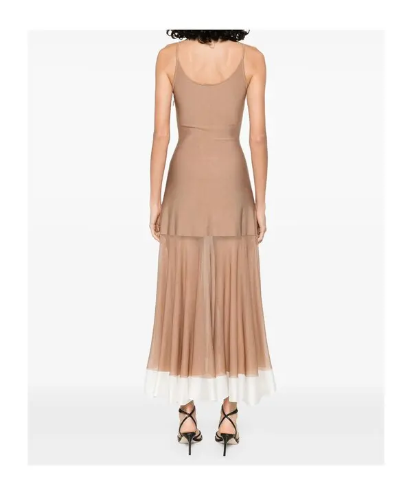 Fendi Sleeveless Knitted Maxi Dress With Sheer Panels