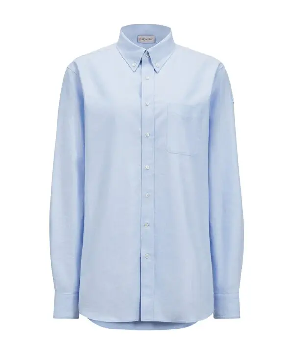 Moncler Long Sleeve Oxford Cotton Shirt - Light Blue