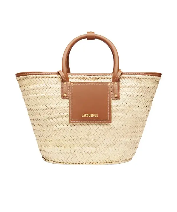 Jacquemus Soli Logo Plaque Basket Bag - Nude