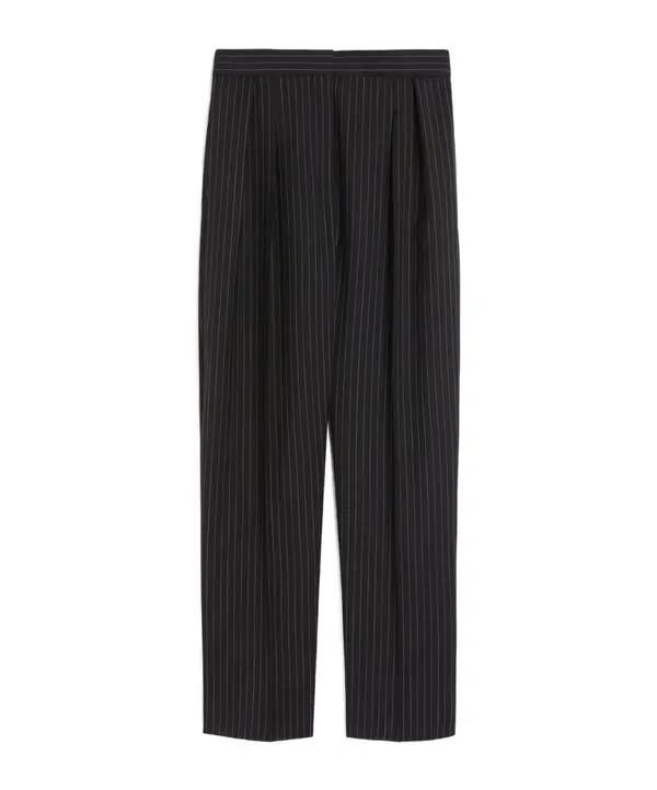 Max Mara Sesamo Pinstripe Pleat Detailed Trousers - Black White