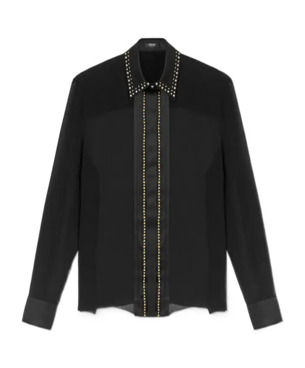 Versace Embellished Georgette Relaxed Shirt - Black