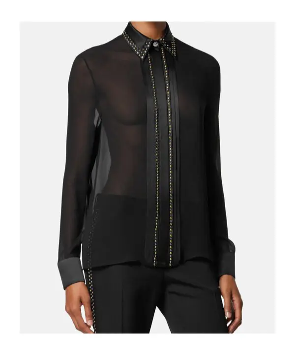 Versace Embellished Georgette Relaxed Shirt