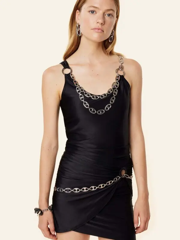 Rabanne Silver Chain Embellished Mini Dress