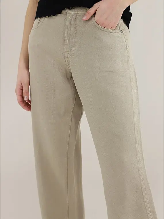 7 For All Mankind Tess Logo-patch Straight-leg Trousers - Nude