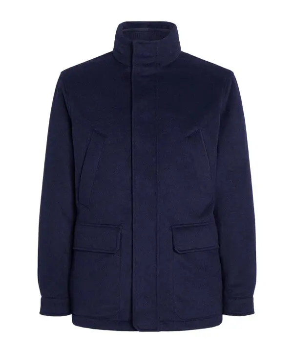 Zegna Long-sleeved Cotton Coat With Stand-up Collar