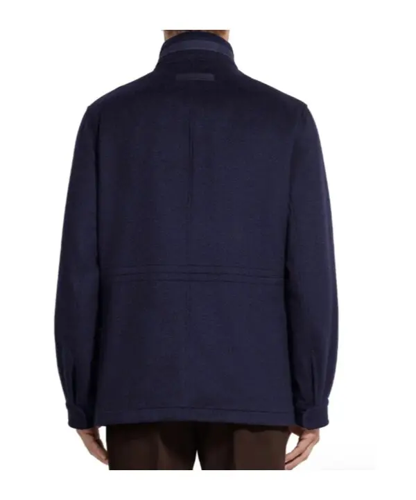 Zegna Long-sleeved Cotton Coat With Stand-up Collar