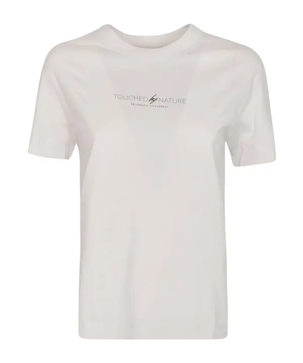 Brunello Cucinelli Logo Printed Crewneck T-shirt - White