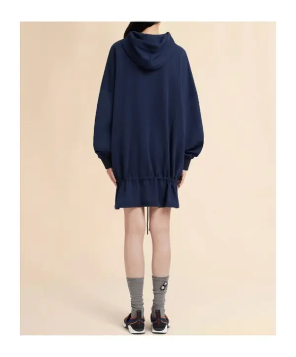 Marni Oversized Ruffled Hooded Sweatshirt Dress - Deep Blue