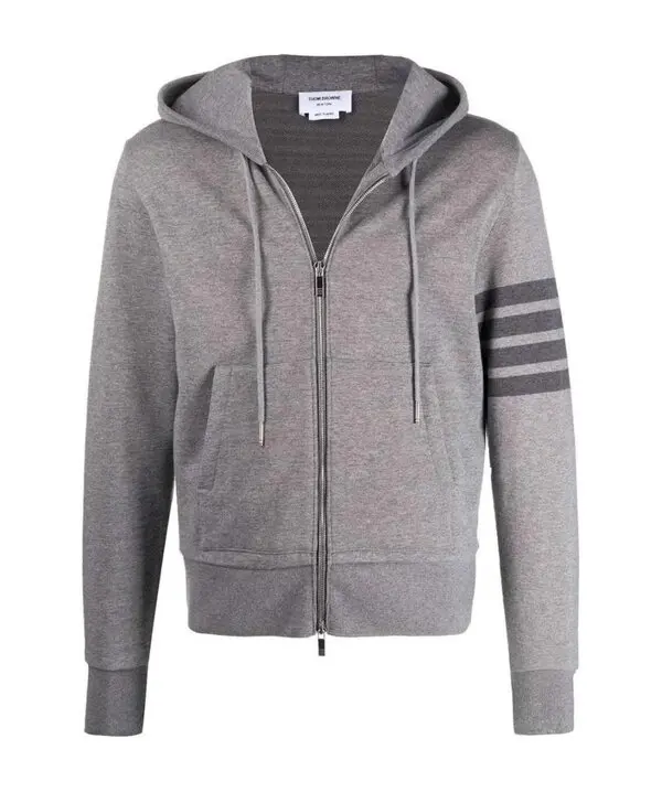 Thom Browne Tonal 4-bar Zip-up Hooded Jacket