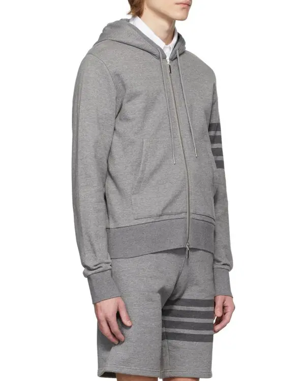 Thom Browne Tonal 4-bar Zip-up Hooded Jacket
