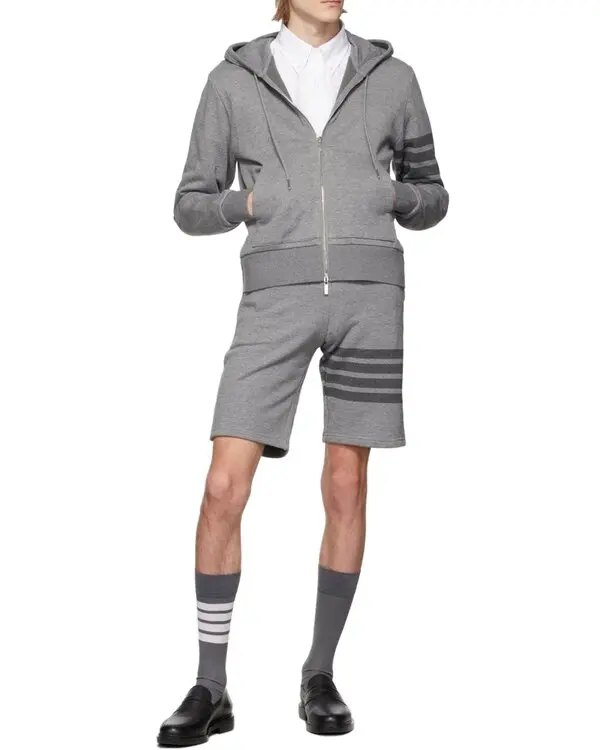Thom Browne Tonal 4-bar Zip-up Hooded Jacket