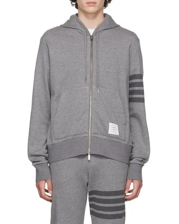 Thom Browne Tonal 4-bar Zip-up Hooded Jacket