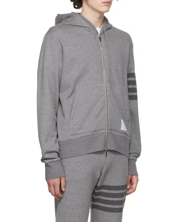Thom Browne Tonal 4-bar Zip-up Hooded Jacket