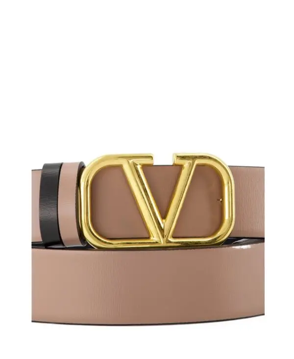 Valentino Garavani Reversible Vlogo Signature Belt In Glossy Calfskin 30 Mm - Nude