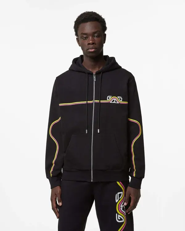 Gcds Logo Stripe Zip-up Hoodie