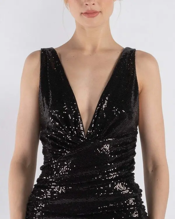 Alexandre Vauthier Sleeveless Sequined Dress With Deep V-neckline