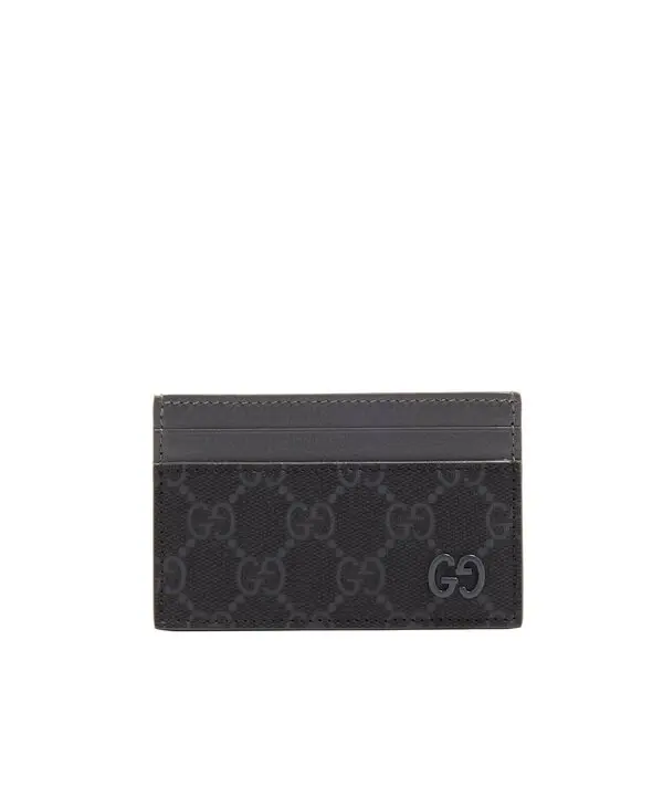 Gucci Gg Supreme Card Holder - Black/gray