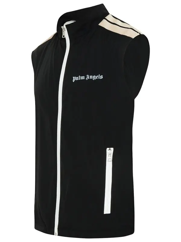 Palm Angels Logo Printed Zipped Gilet - Green