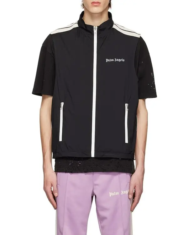 Palm Angels Logo Printed Zipped Gilet - Green