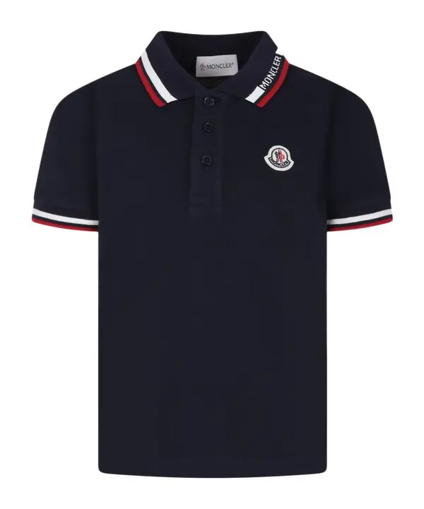 Moncler Logo Patch Polo Shirt - Midnight Blue
