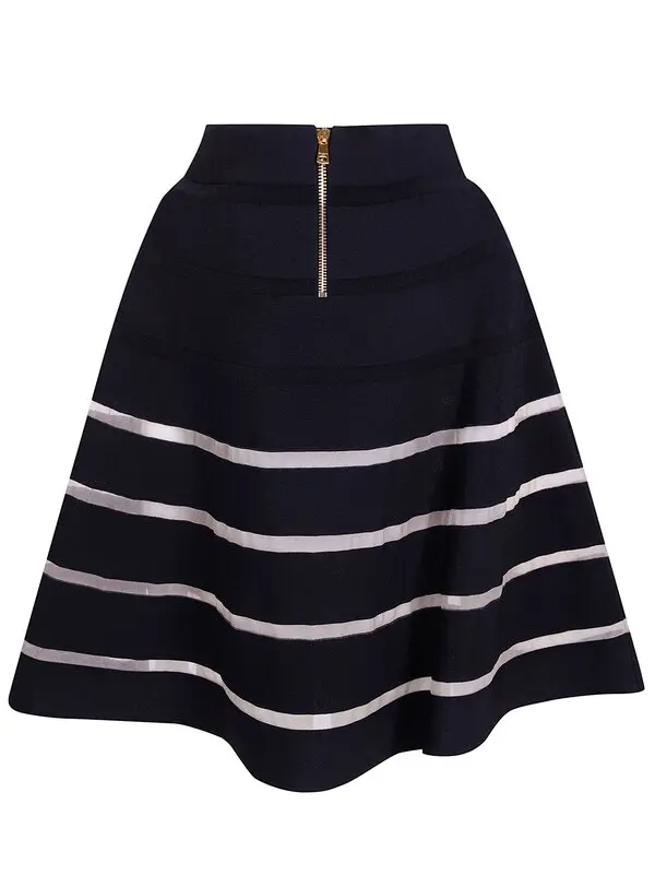 Balmain Striped Flared Midi Skirt - No