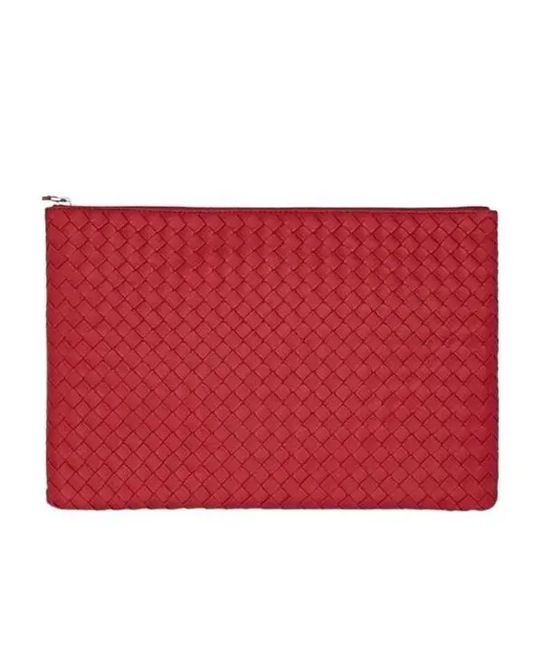 Bottega Veneta Woven Zipper Handbag - Red