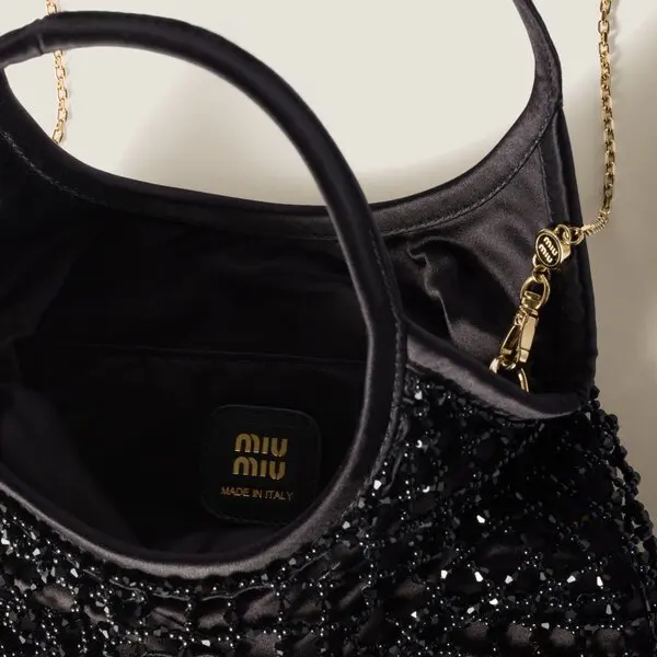 Miu Miu Ivy Beaded Duchesse Bag - Black