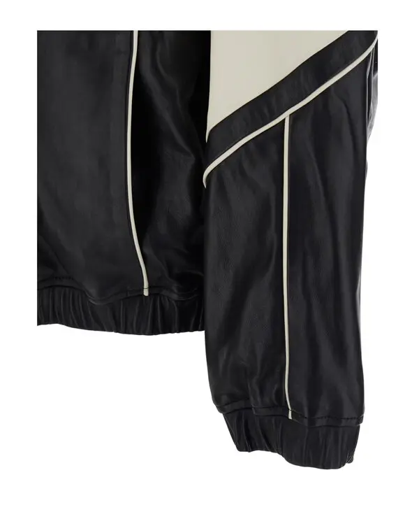 Amiri Maxi Logo High-neck Zipped Leather Jacket