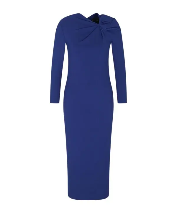 Emporio Armani Long-sleeved Knot Detail Midi Dress - Blue