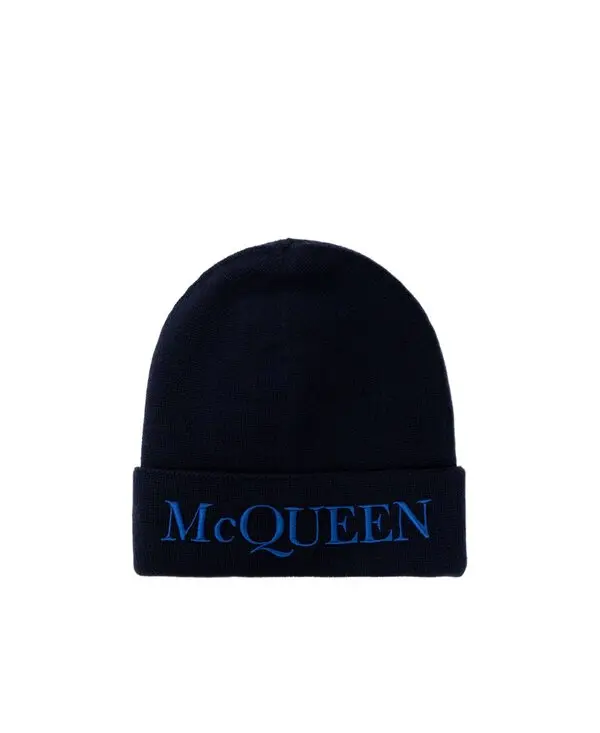 Alexander McQueen Logo Embroidered Beanie - Black