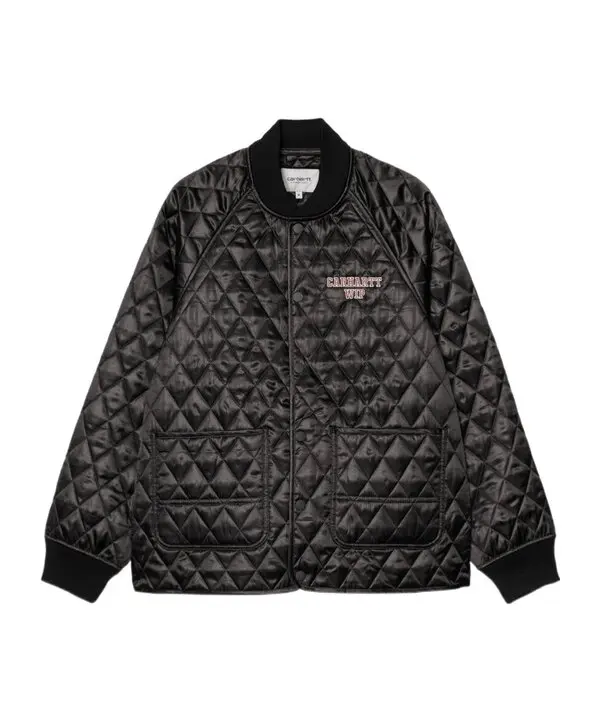Carhartt Work In Progress Quilted Satin Jacket With Snap Button Closure - Black