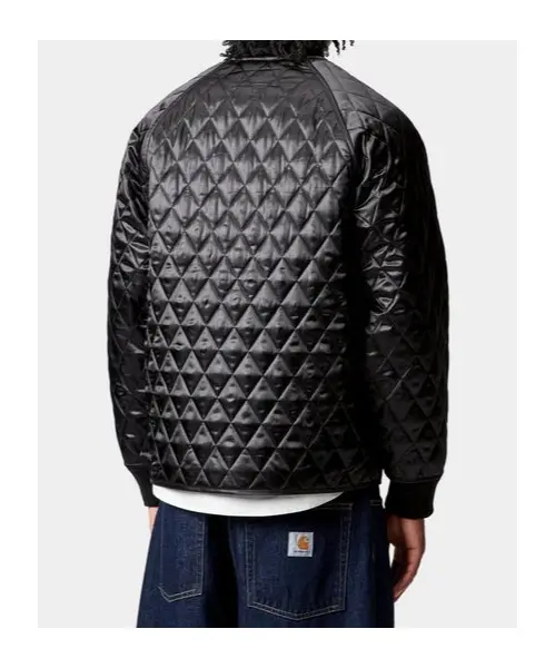 Carhartt Work In Progress Quilted Satin Jacket With Snap Button Closure - Black