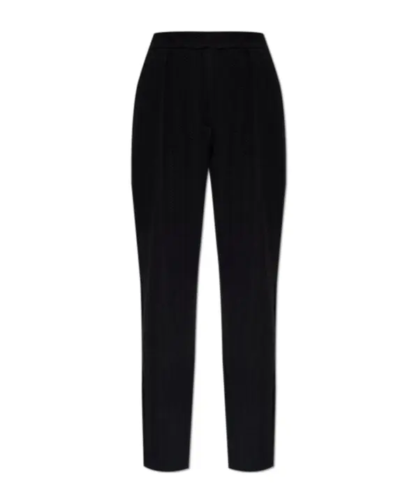Emporio Armani Tapered Herringbone Pleated Trousers