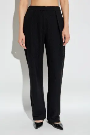 Emporio Armani Tapered Herringbone Pleated Trousers