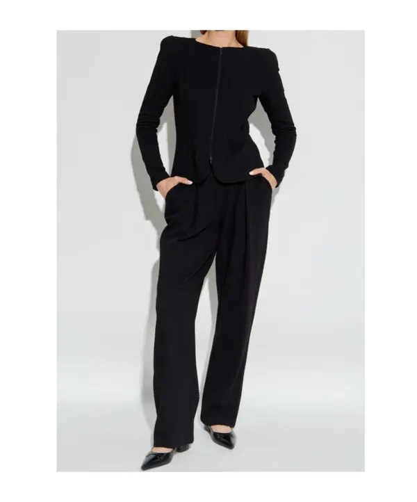 Emporio Armani Tapered Herringbone Pleated Trousers