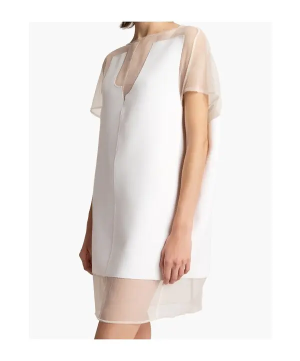 Khaite Winona Dress With Short Sleeves And Keyhole Back - Chalk