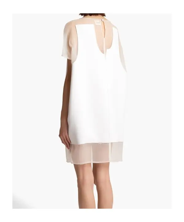 Khaite Winona Dress With Short Sleeves And Keyhole Back - Chalk