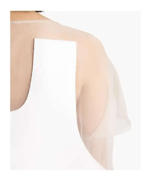 Khaite Winona Dress With Short Sleeves And Keyhole Back - Chalk